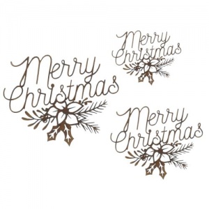 Elegant Merry Christmas with Florals & Foliage MDF Shape